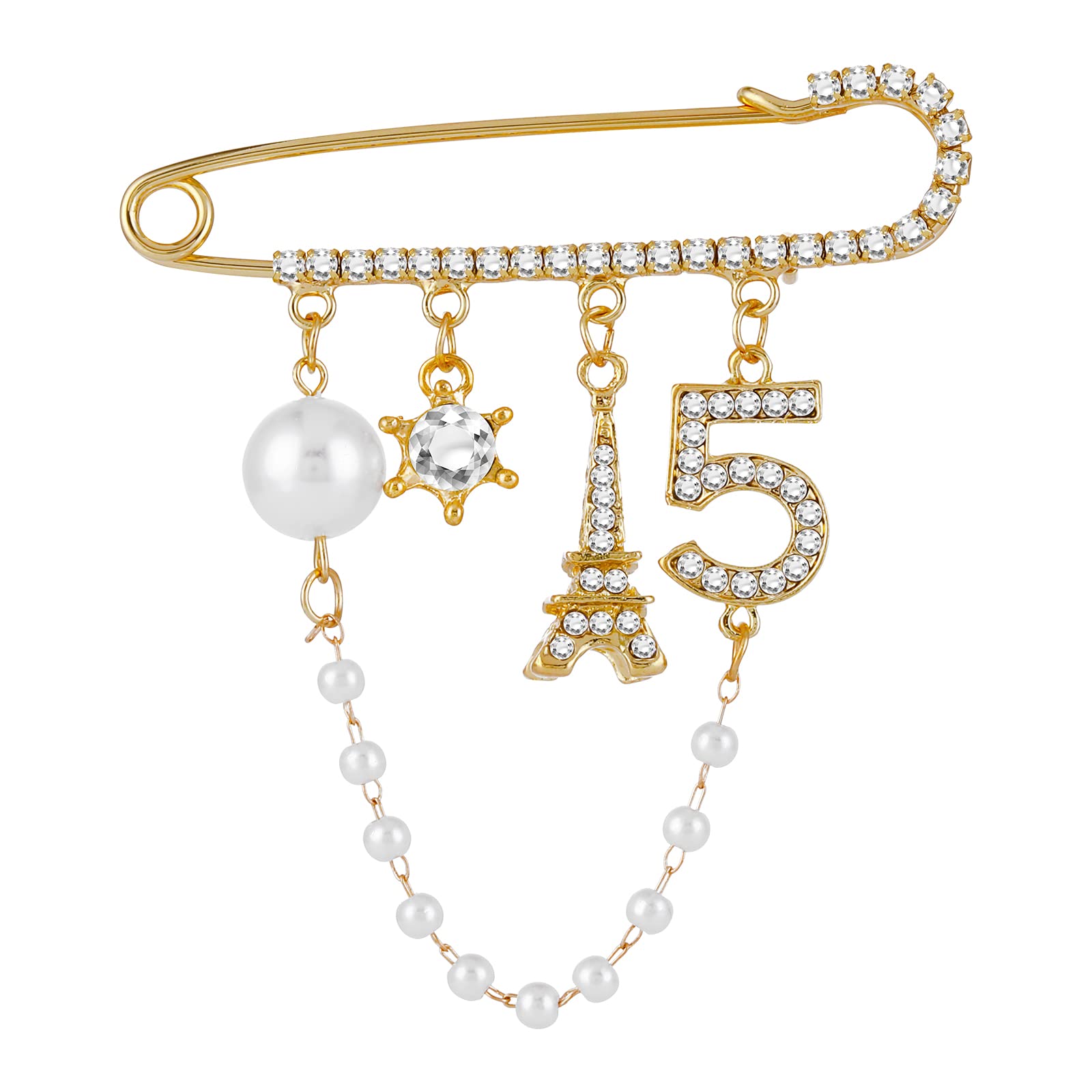 Amazon.com: Yolev Number 5 Lapel Pins and Brooches Vintage Imitating ...