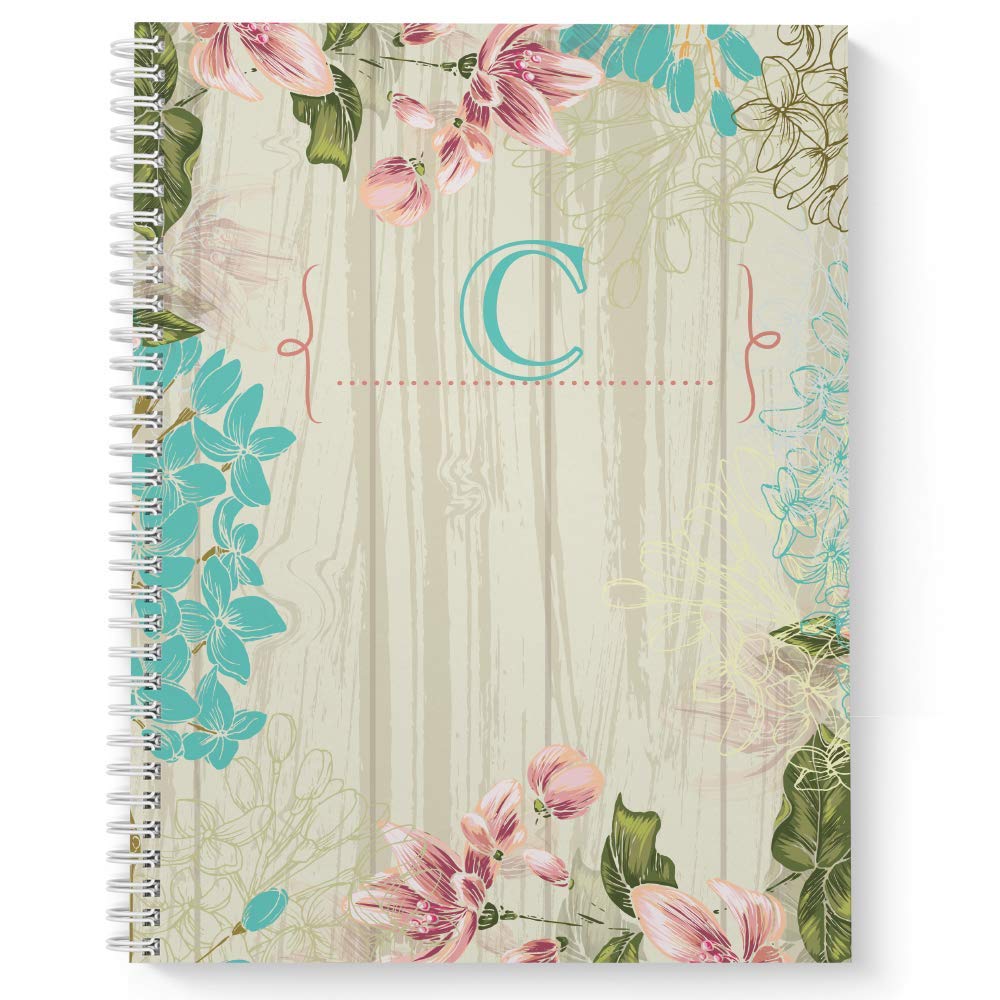 Amazon.com : Vintage Floral Monogram "C" Notebook/Journal, Laminated ...