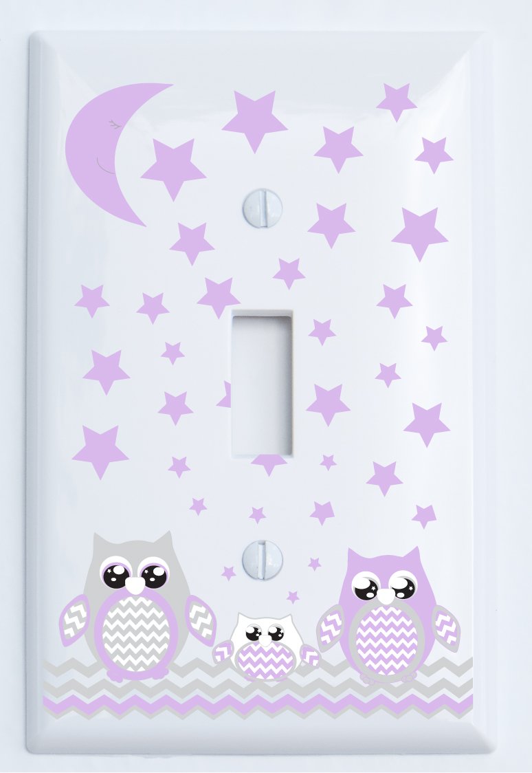Grey and Purple Owl Light Switch Plate Covers/Single Toggle/Owl Nursery ...