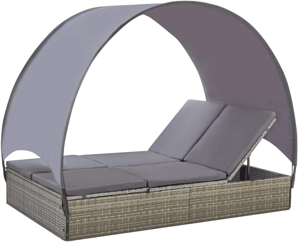 Amazon.com: ZQQLVOO Double Sun Lounge,Rattan Daybed Sunbed,Lounge ...