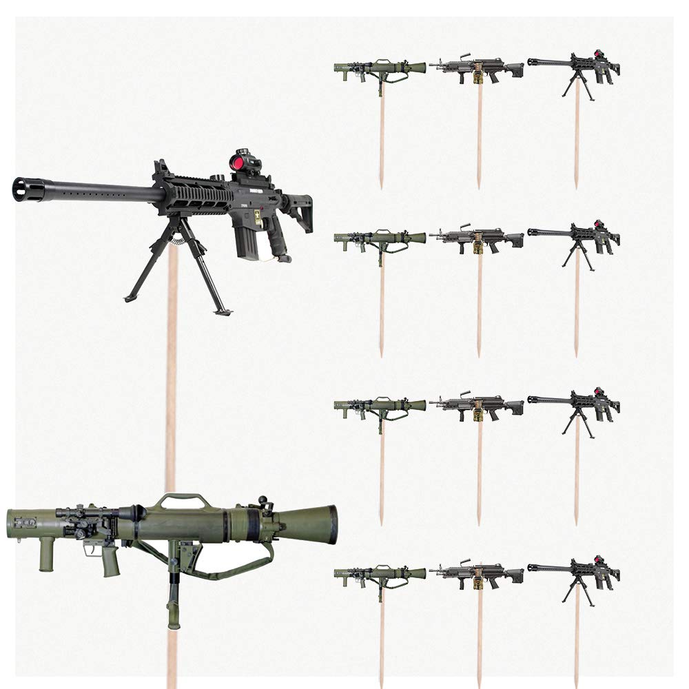 AK Giftshop Army Machine Gun Birthday Party Food Cupcakes Picks ...