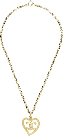 Amazon.com: Chanel, Pre-Loved Gold 'CC' Open Heart Necklace, Gold ...