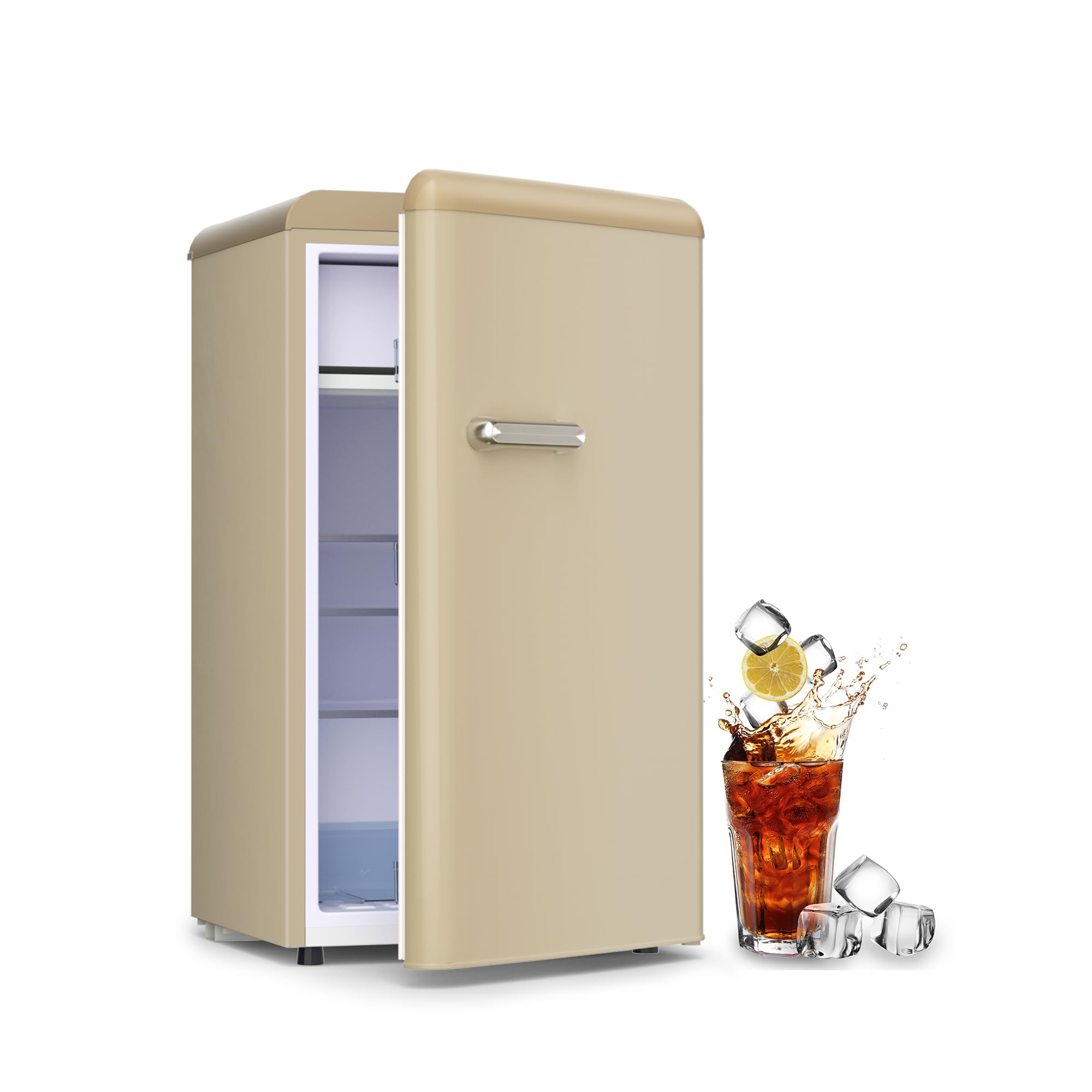 Amazon.com: rosmena Retro Mini Fridge for Bedroom, 3.5 Cu.Ft Mini ...