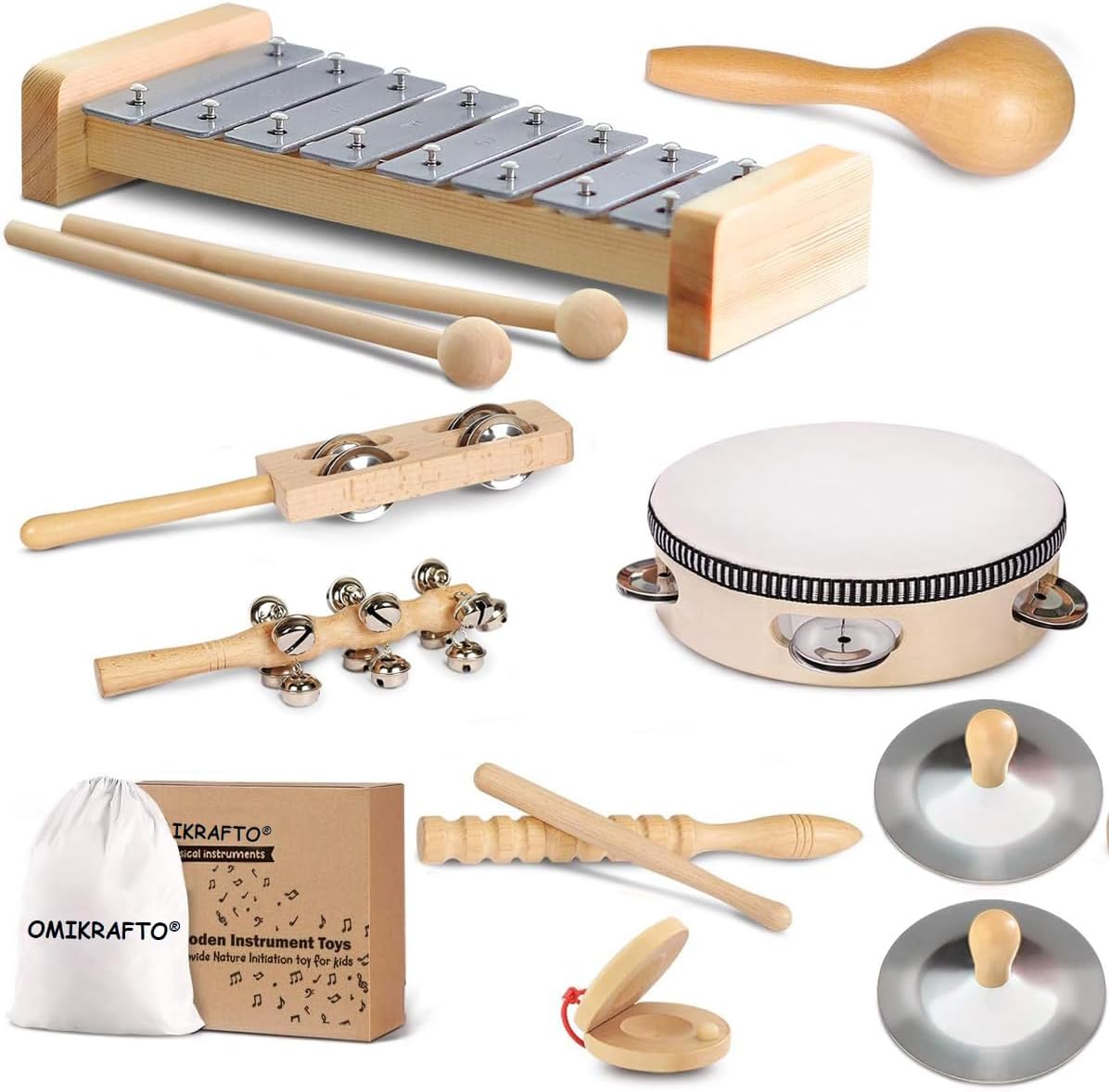 OMIKRAFTO Toddler Musical Instruments, Eco Friendly Musical Set for ...