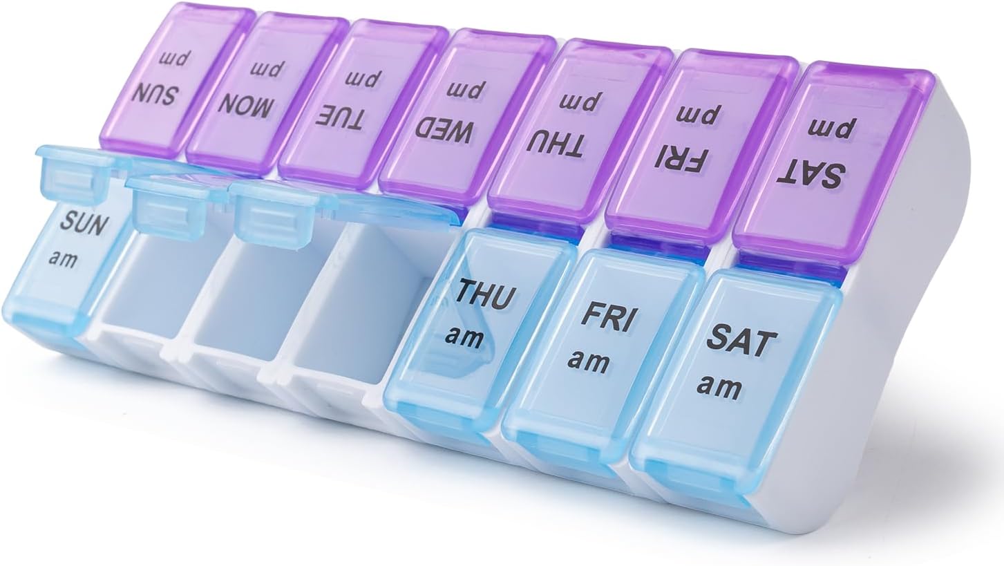 Pill Box Organiser - Pill Boxes 7 Day 2 Times a Day Weekly Medicine ...