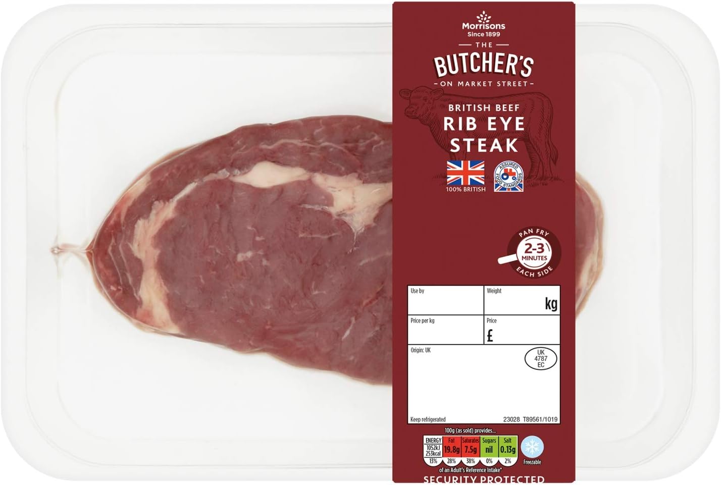 Morrisons British Beef Rib Eye Steak, 220 - 385 Grams (CW) : Amazon.co ...