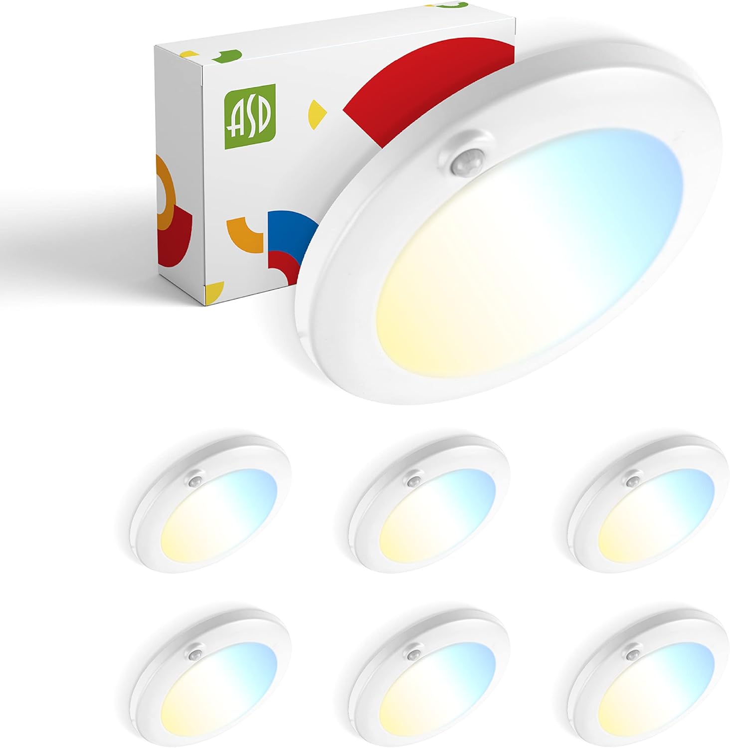 ASD Motion Sensor LED Disk Lights 6 Inch, 2700K/3000K/3500K/4000K/5000K ...