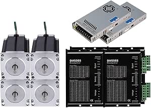 Amazon.com: Stepper Motor 4 Axis Router Kit 3N.m Nema 23 Stepper Motor + DM556S Stepper Driver ...