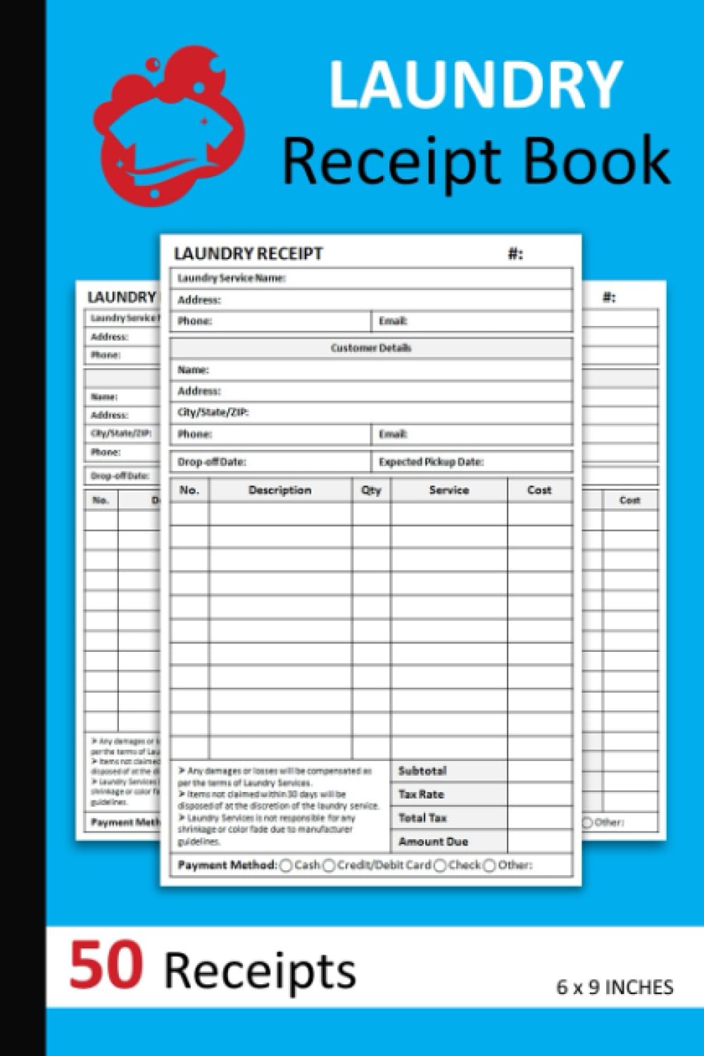 Laundry Receipt Book: Laundry Service Receipt Forms | 50 Receipts ...