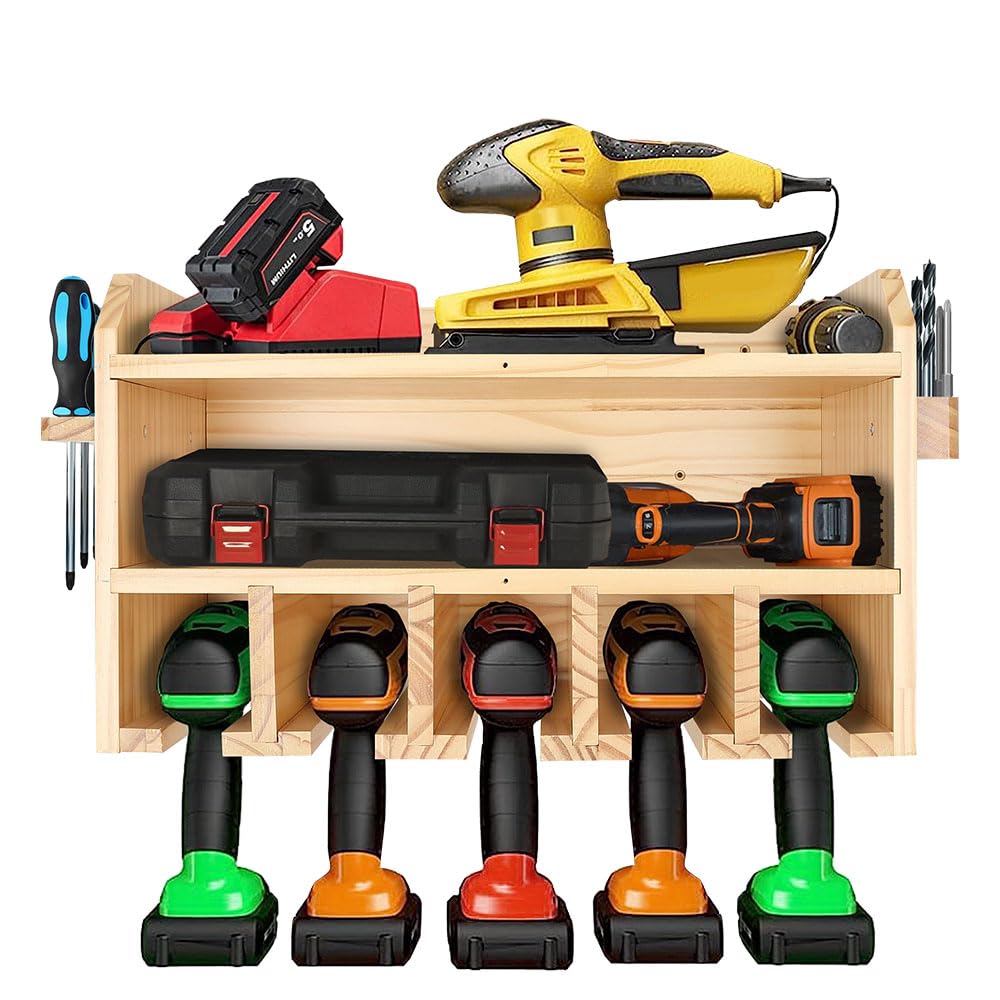 Amazon.com: Pro-Lift Power Tool Organizer Wall Mount - Wooden Drill ...