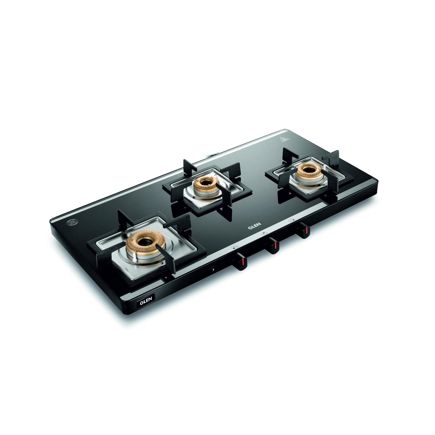 Glen 3 Burner Ultra Slim Mirror Glass Gas Stove with High Flame Forged ...