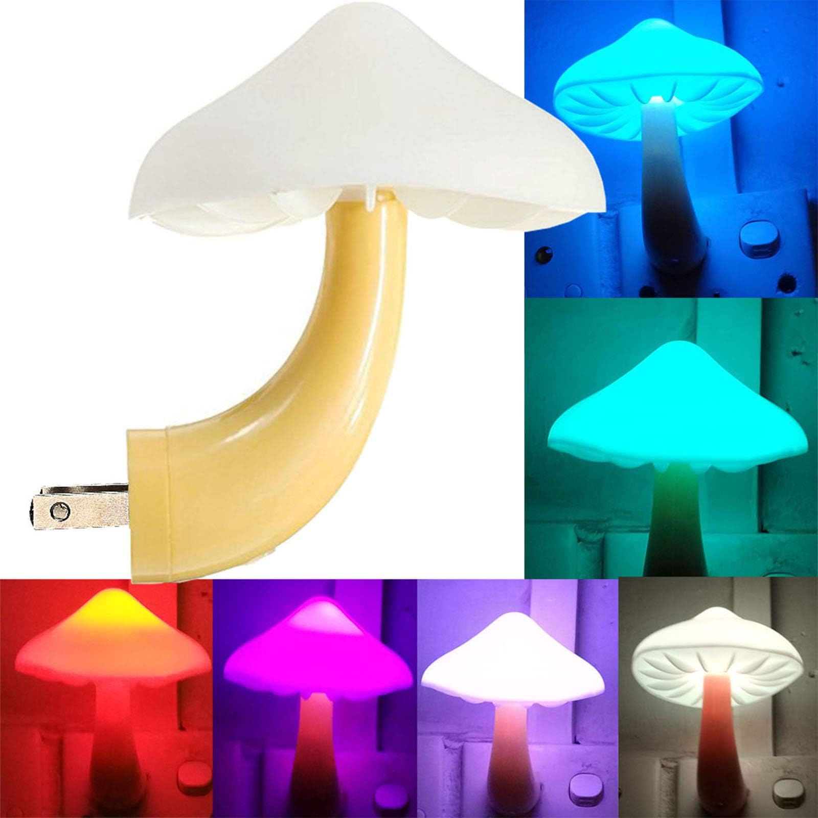 AUSAYE Sensor LED Night Light Plug in Lamp Mushroom Night Light 7-Color ...
