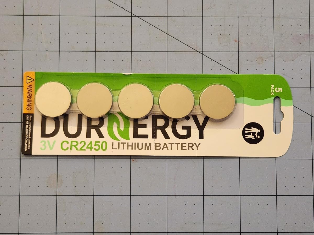 Amazon.com: DURNERGY CR2450 Battery 5 Pack, CR2450 3V Lithium Coin Cell ...