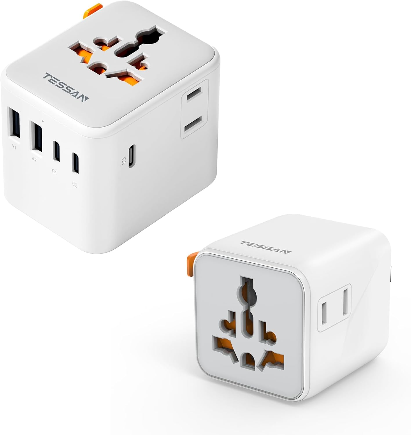 TESSAN Universal Travel Adapter with Dual AC Outlet Small Plug Adaptor ...
