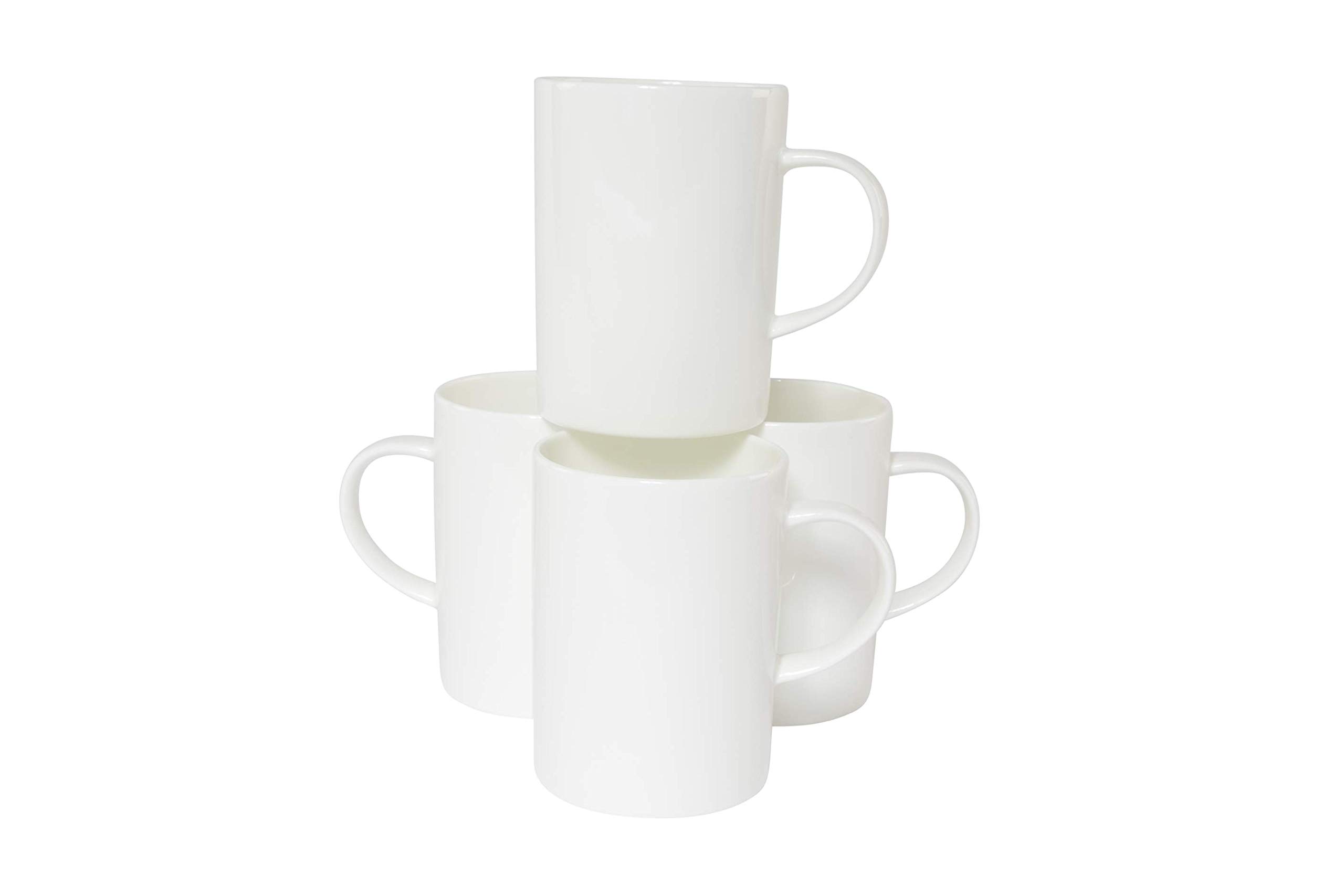Set of 4 Plain White Bone China Contemporary Mugs : Amazon.co.uk: Home ...