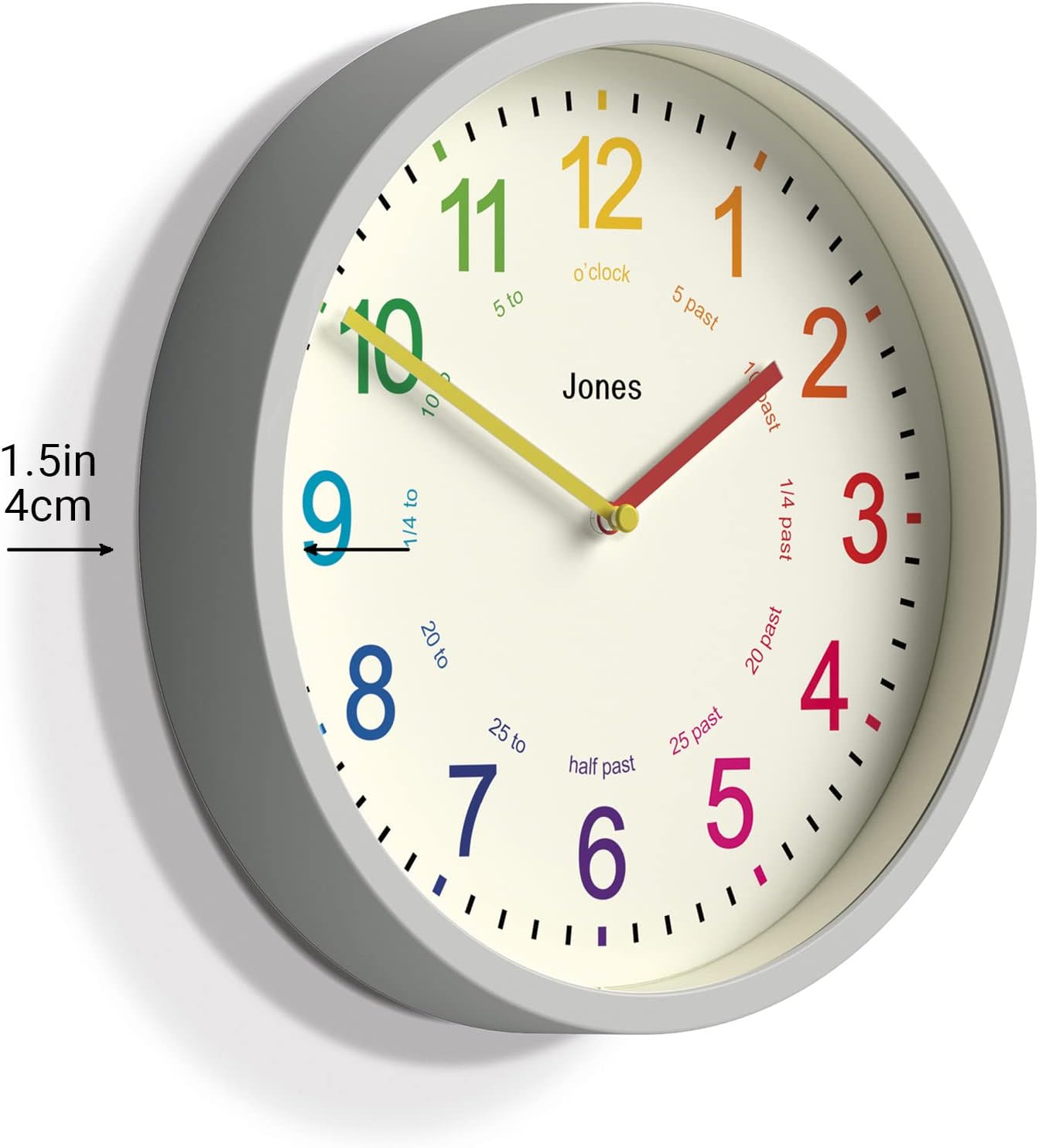 Jones Clocks® Kids Clock – Time Teaching Clock – Learn To Tell the Time ...
