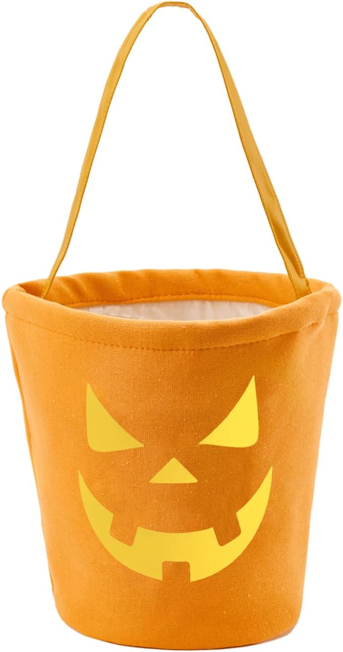 Amazon.com: Halloween Baskets Canvas Halloween Buckets Halloween Trick ...