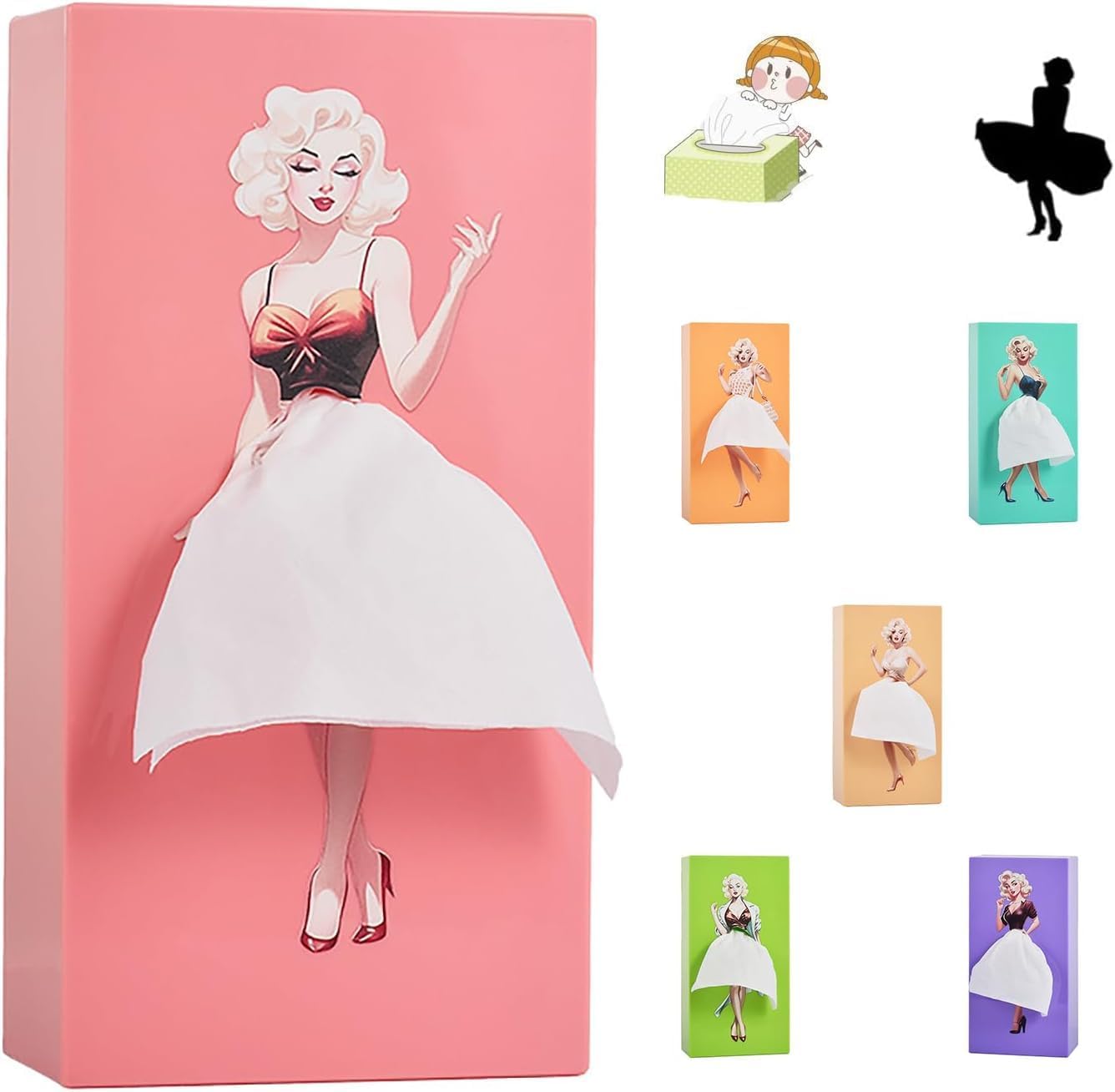 Flying Skirt Tissue Box Cover, Creative Short Skirt Girl Cartoon Design ...