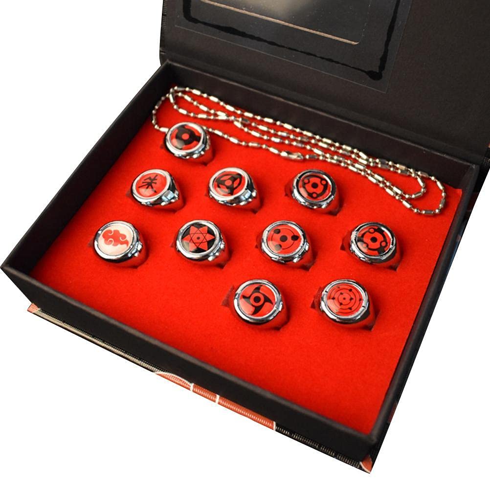 Buy Naruto Rings, 10 Pieces Naruto Akatsuki Itachi Sharingan Rings ...
