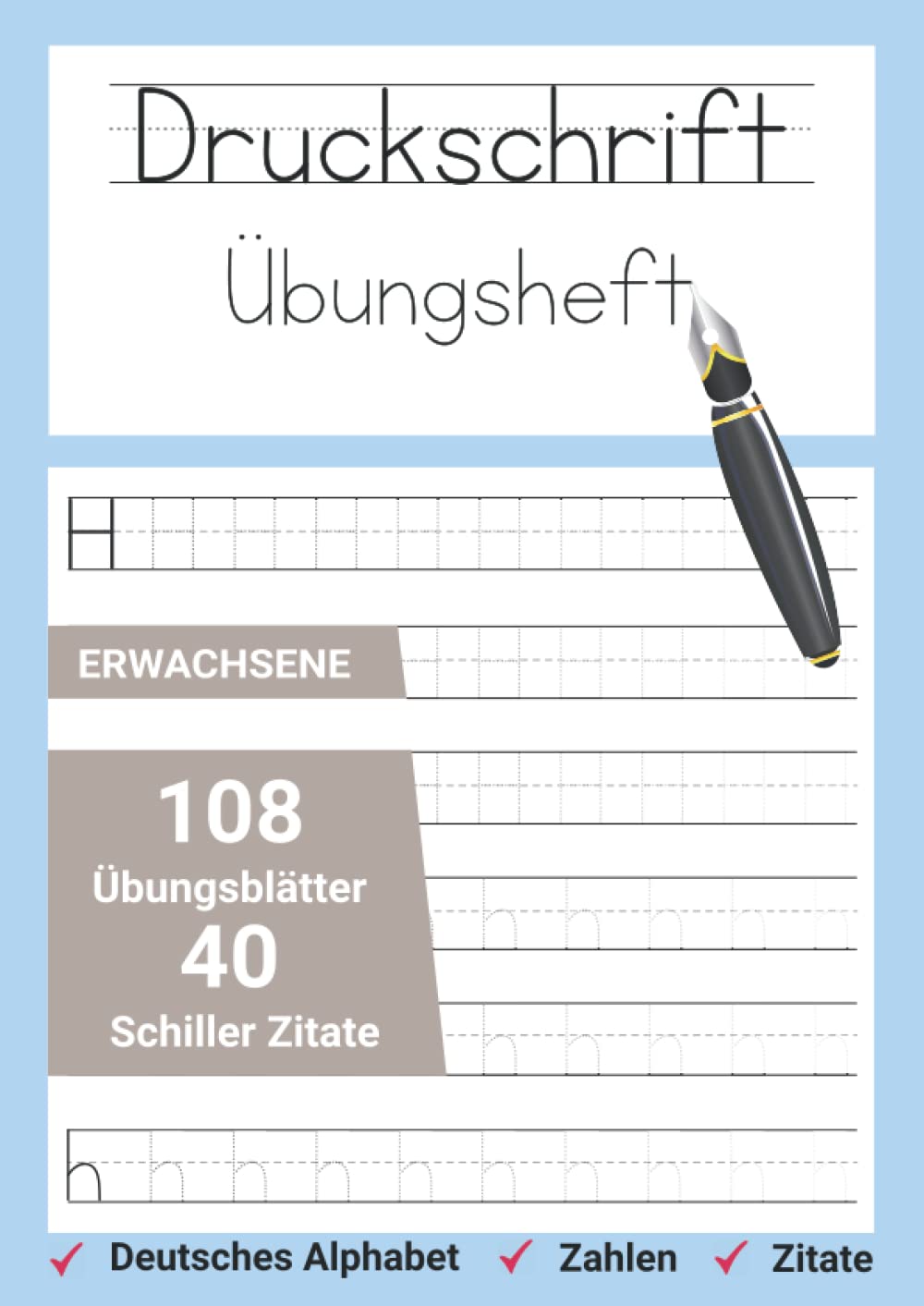 Druckschrift Übungsheft Erwachsene: 109 Übungsblätter - 40 Schiller ...