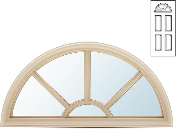 Pushglossy 22" x 10" Entry Door Glass Insert Half Round Top Exterior ...