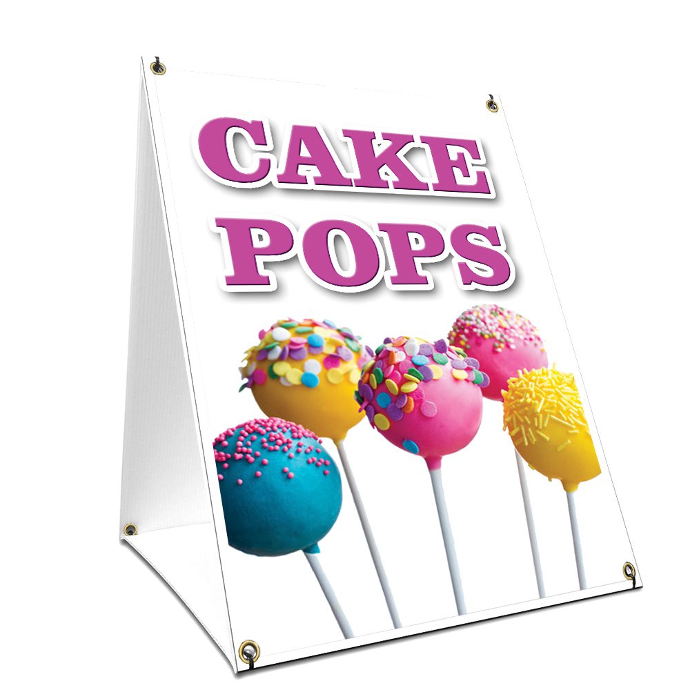 A-Frame Sidewalk Cake Pops Sign with Graphics On Each Side | 18" X 24 ...