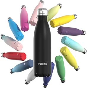 WATERSY Stainless Steel Insulated Water Bottle, Double Walled Metal Vacuum Flask Keep 24 Hrs ...