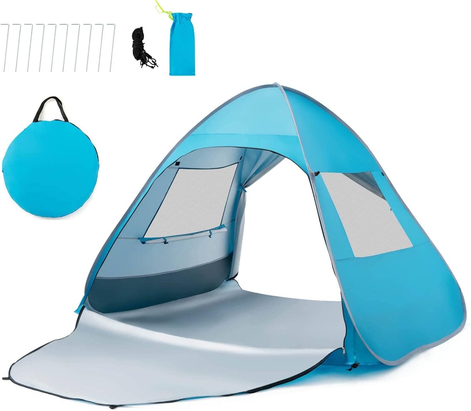 TANGZON Pop Up Beach Tent, 3-4 Person UPF50+ Automatic Camping Tent ...