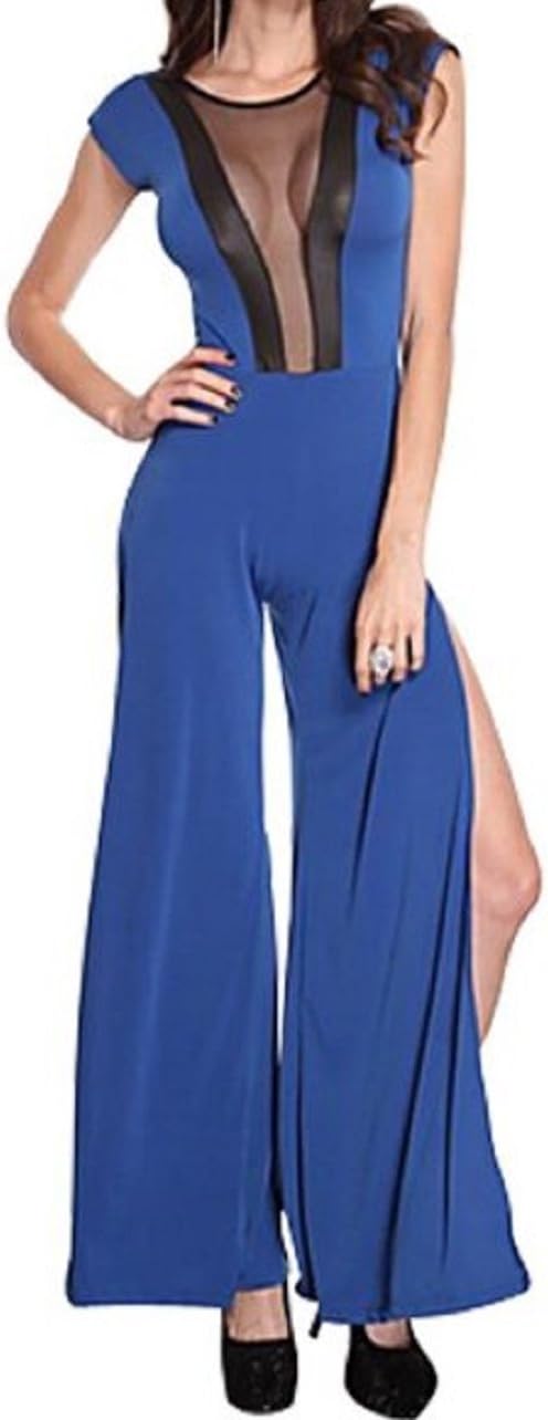 Amazon.com: JJ-GOGO Sexy Jumpsuit Mesh Cut Out Side Slits Jumper Outfit ...