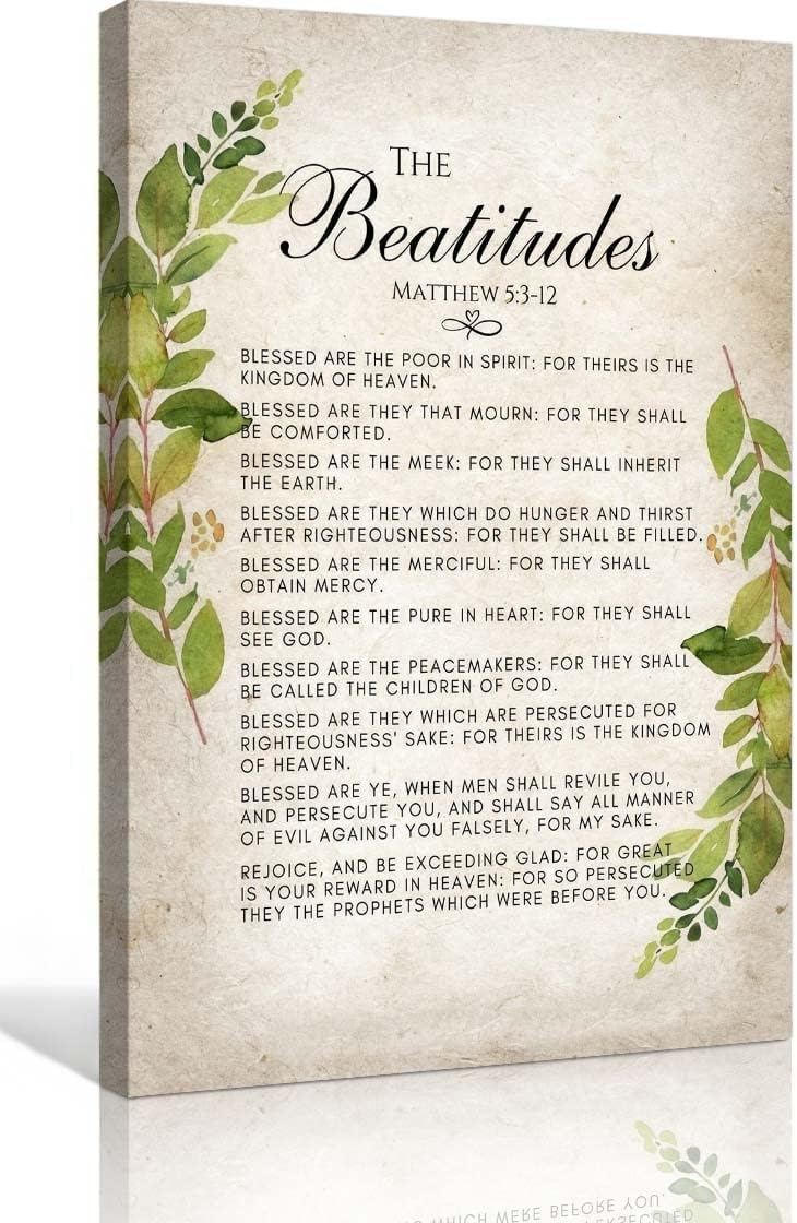 Amazon.com: Matthew 5 3-12 Wall Art The Beatitudes Bible Verse Poster ...