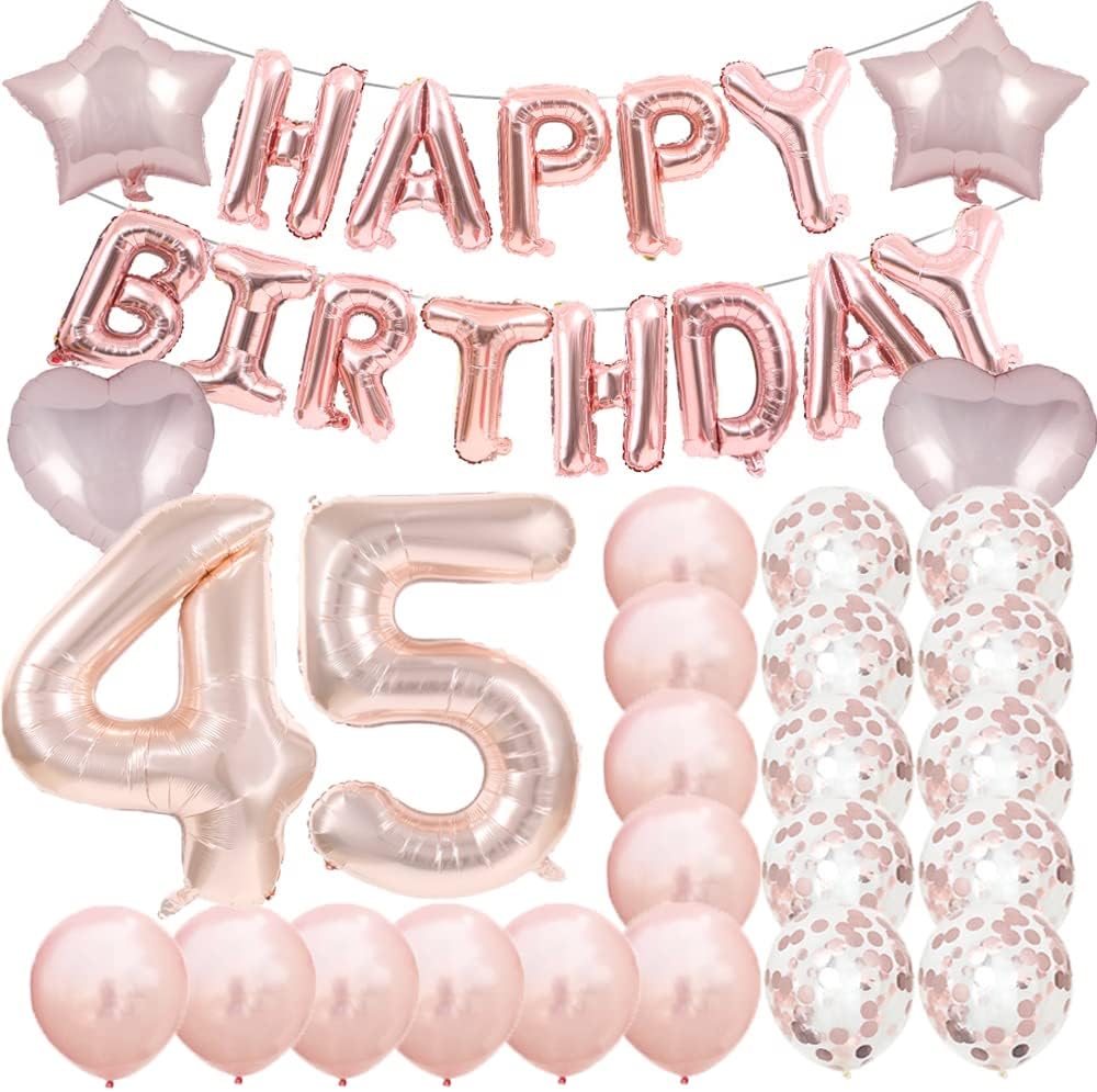 Sweet 45th Birthday Decorations Party Supplies,Rose Gold Number 45 ...