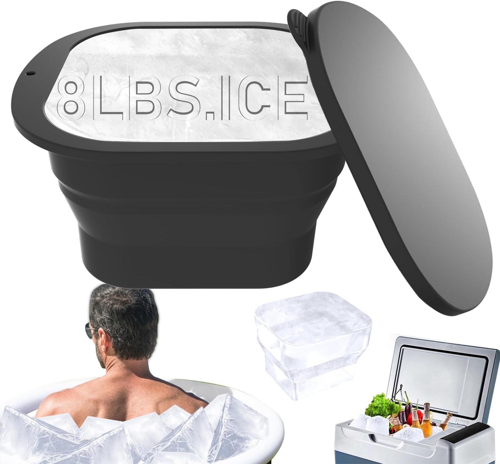 Amazon.com: MylesRose Two Extra Large Silicone Ice Cube Molds With Lids ...