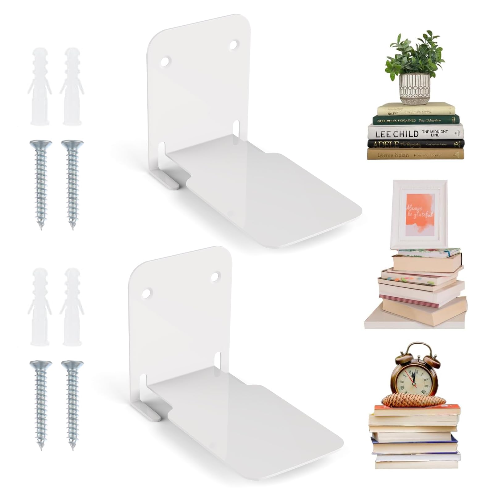 Amazon.com: E-Senior Invisible Floating Bookshelves Set of 2, White ...