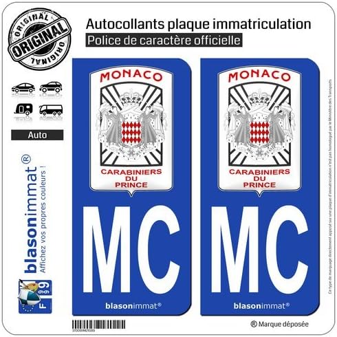 Amazon.fr : blasonimmat 2 Autocollants Plaque immatriculation Auto : MC ...