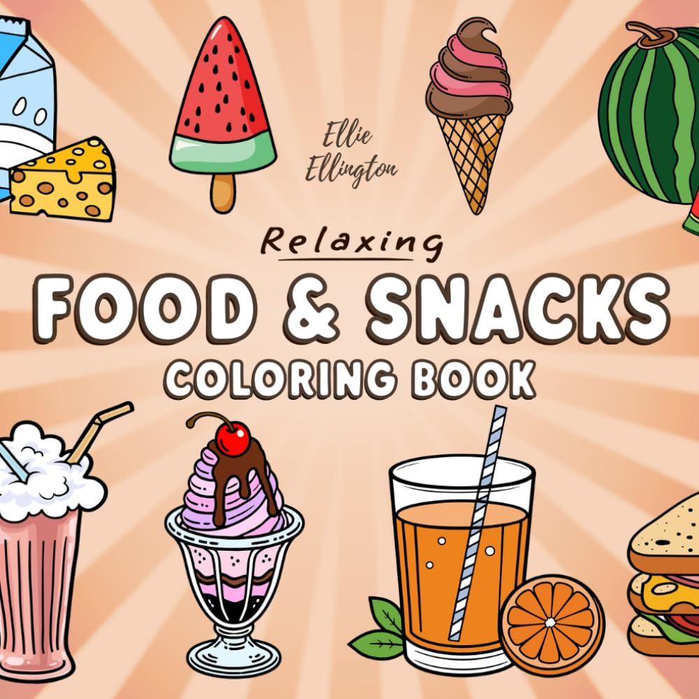 Amazon.com: Relaxing Food & Snacks Coloring Book: Bold & Easy Designs ...