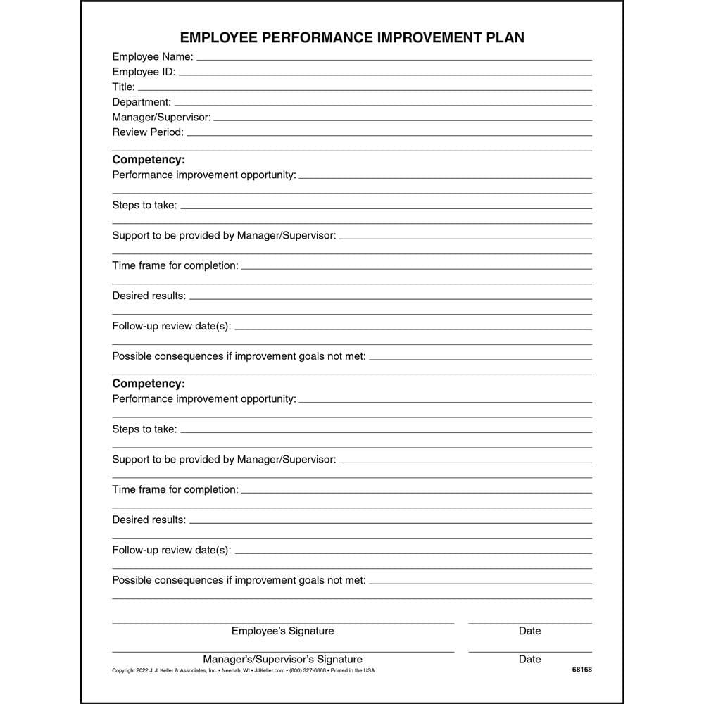 Amazon.com: Employee Performance Improvement Plan Form, 8.5 x 11, 75 ...
