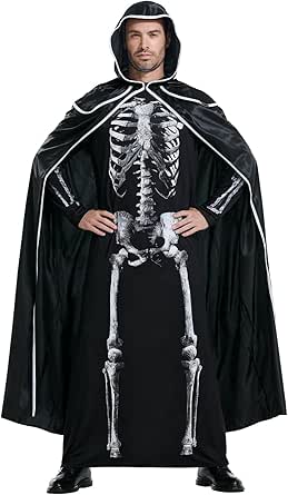 Amazon.com: JUST FOR PARTY Mens Halloween Skeleton Costume, Black ...