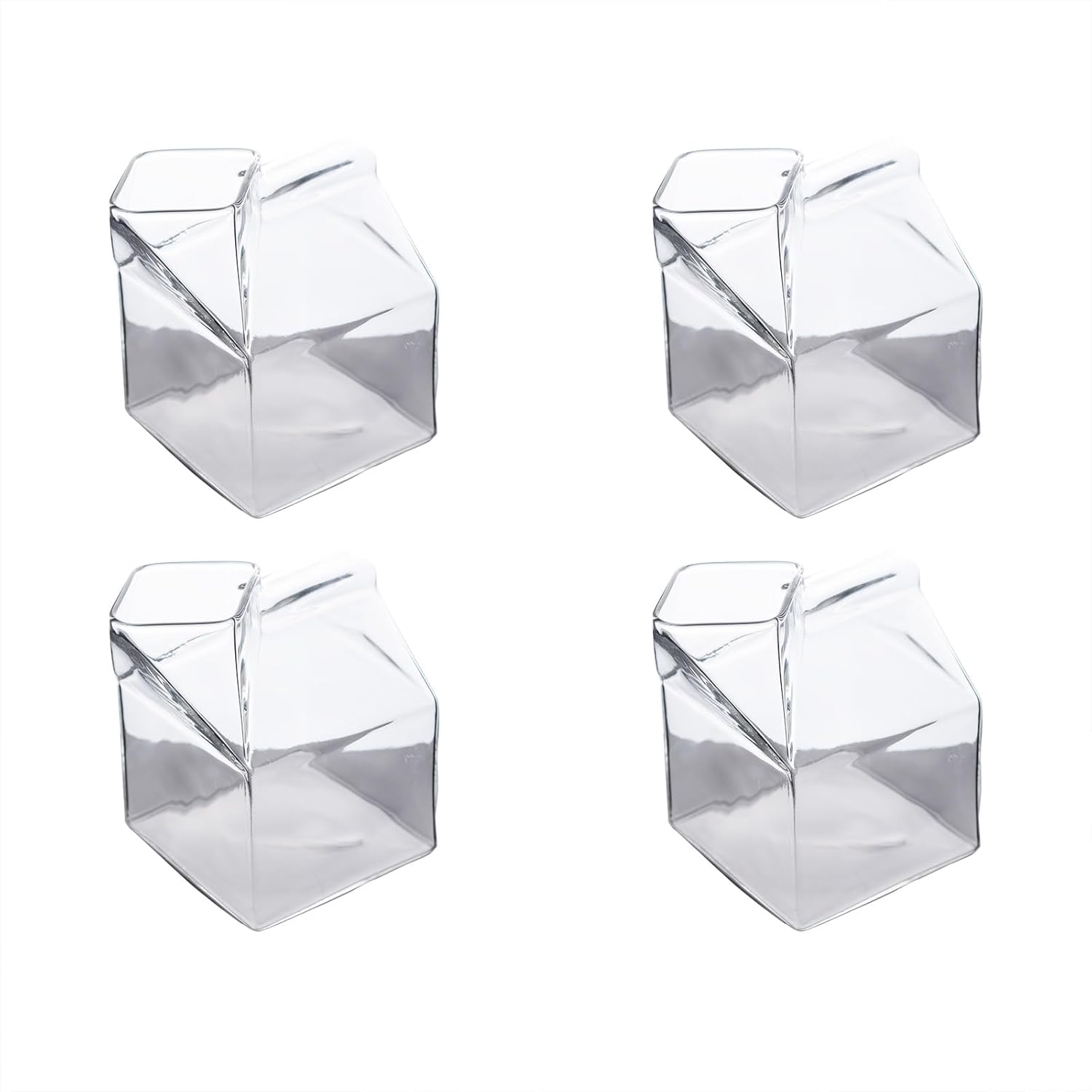 Amazon.com | INTOWALK 4 Pack Glass Milk Carton, Clear Square Cocktail ...