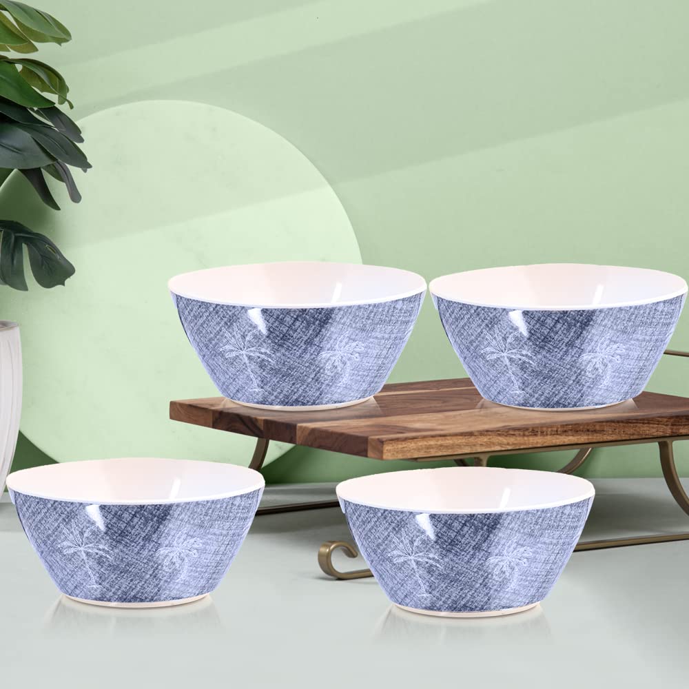 Buy Anko Dinner Bowl Set of 4 Salad Bowls, Coastal Palm Bowls, Ideal ...