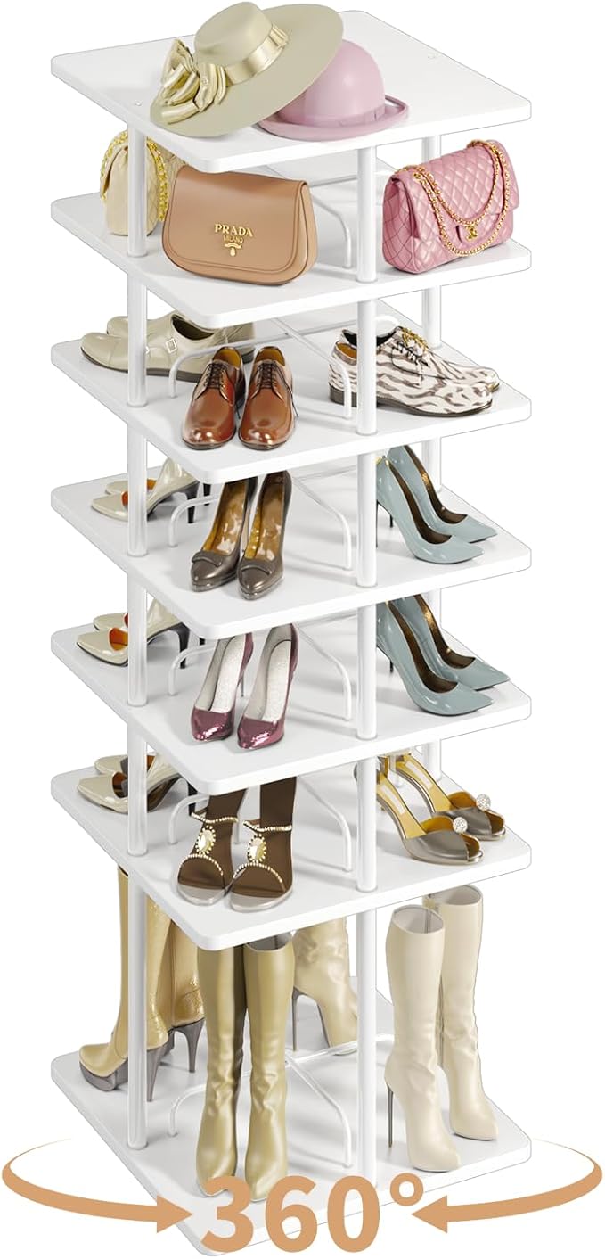 Amazon.com: DIMJ Rotating Shoe Rack Tower - 6-Tier Spinning Shoe Rack ...