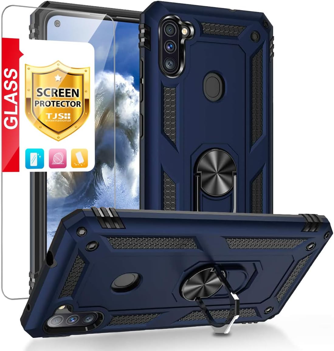 Amazon.com: TJS Compatible with Samsung Galaxy A11 Case, with [Tempered ...