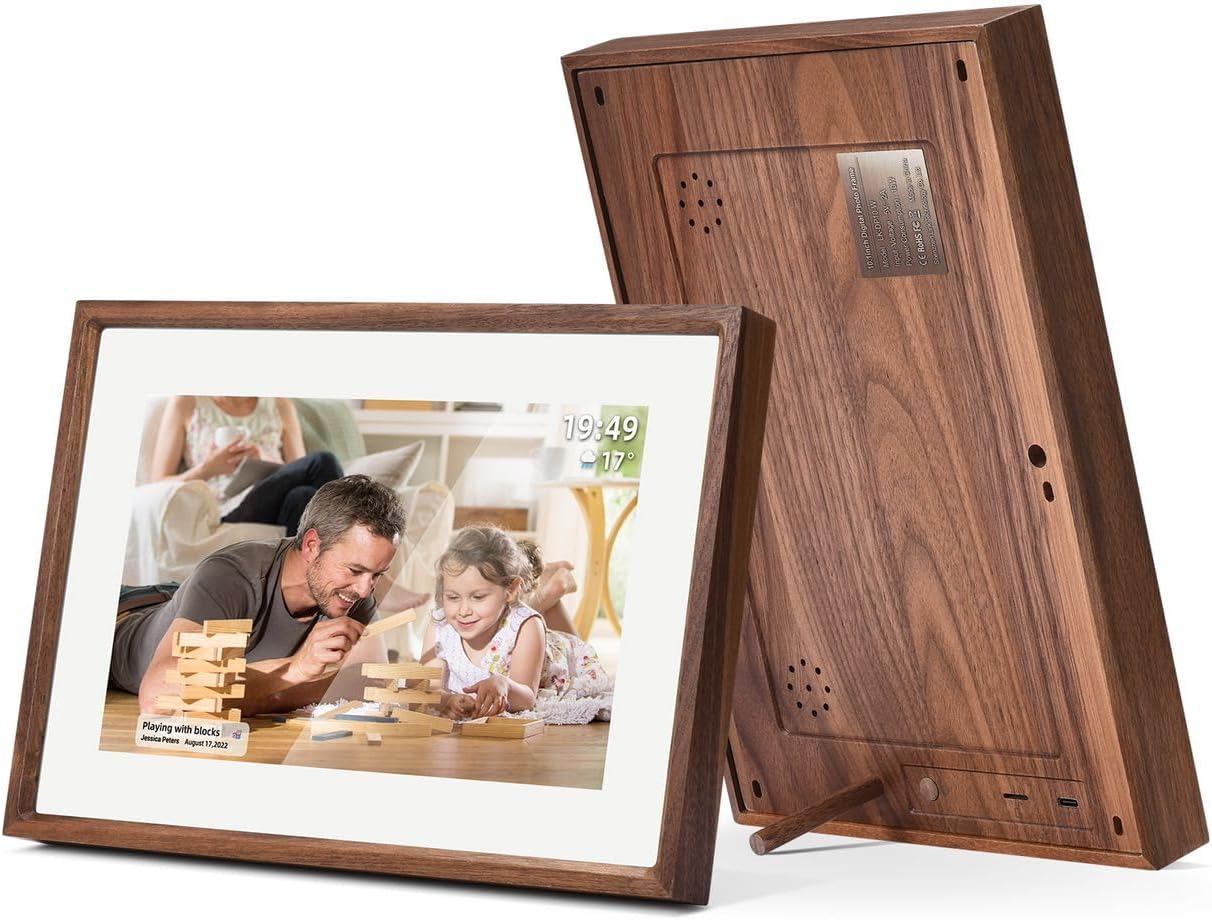 Amazon.com : Generic 10.1 inch WiFi Solid Wood Digital Photo Frame ...