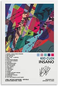 Amazon.com: TEEZO Kid Cudi Poster Insano Music Album Cover Posters for ...