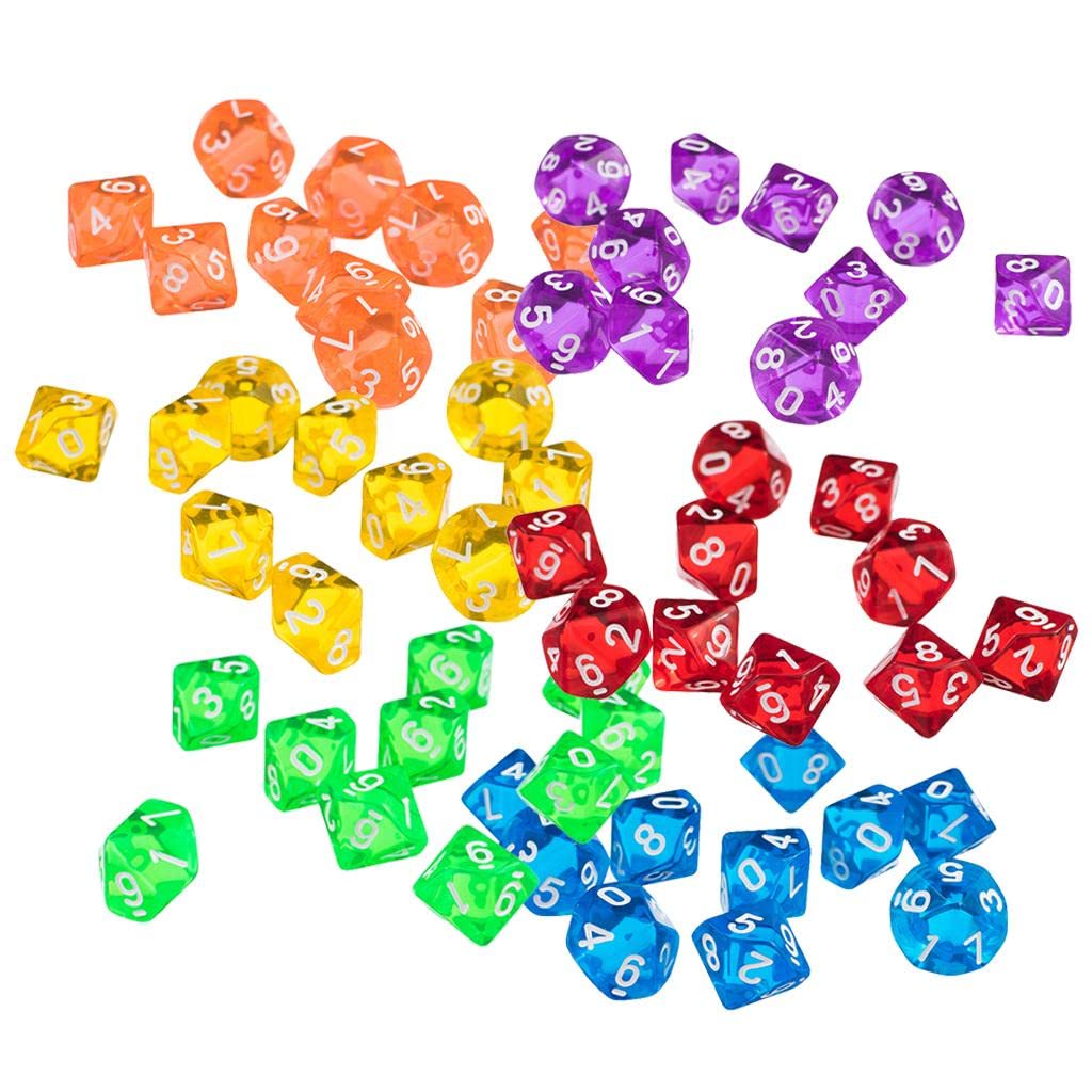 60 Pack Ten Sided D10 for Board Game DND Role Toys Game Prop, Board ...