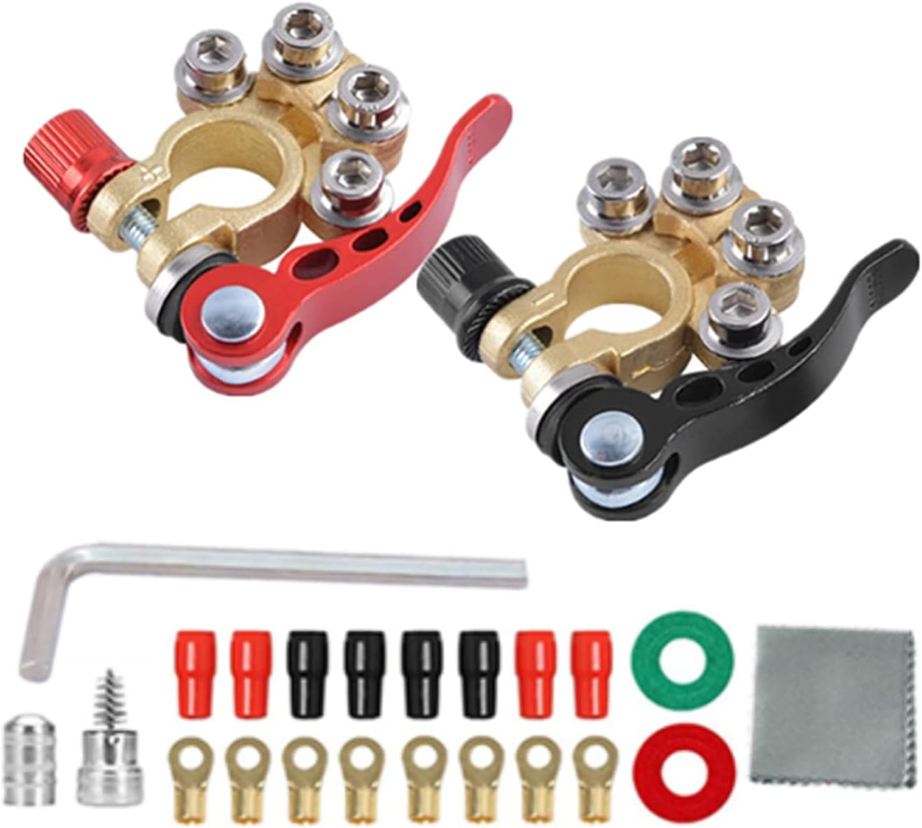 Battery Terminal Clamp Connectors,2 Pcs 4 Way Car Battery Terminal ...