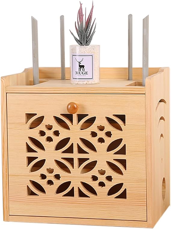 PPGE Home Holz Router Regal, WLAN Router Aufbewahrungsboxen Holz, WiFi ...