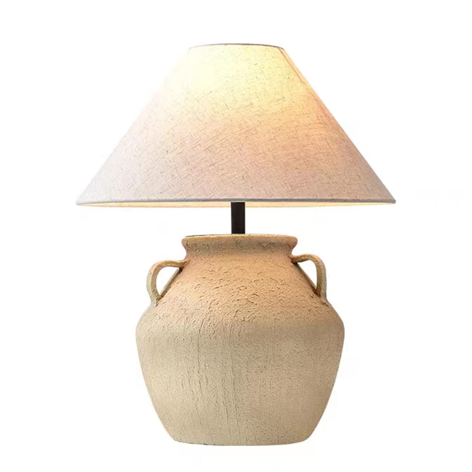 PURESILKS Rustic Farmhouse Table Lamp, Handmade Ceramic Table Lamp ...