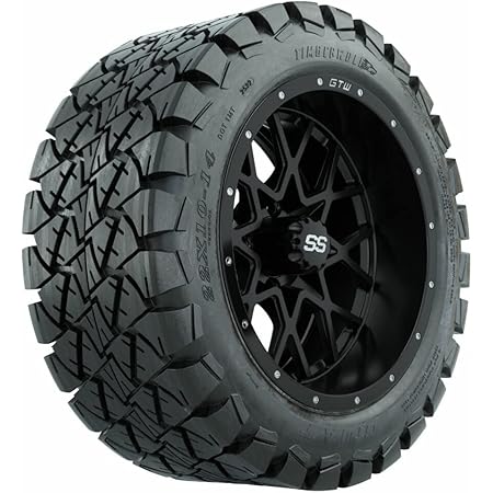 Amazon.com: GTW 14 Inch Golf Cart Wheels and Tires Combo | Matte Black ...