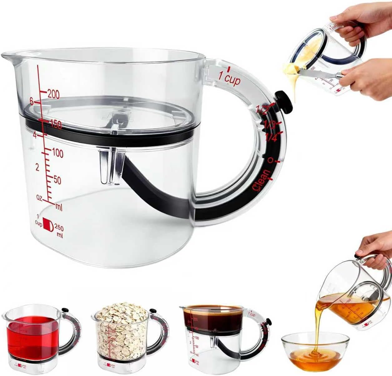 Amazon.com: 4-in-1 Adjustable Measuring Cup with Sliding Sealed Base ...