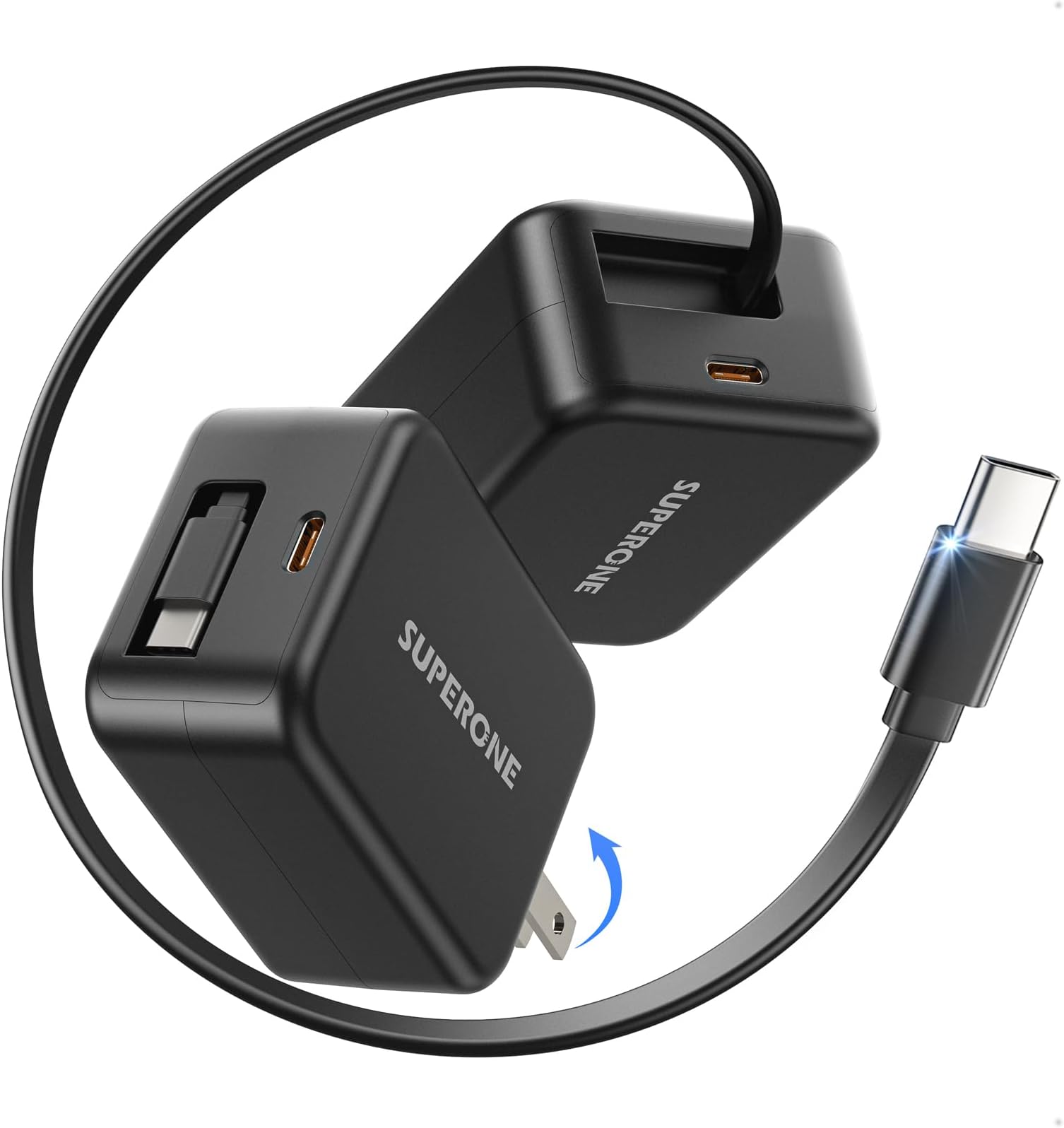 Amazon.com: Retractable Wall Charger,35W Fast USB Chargers Block with ...